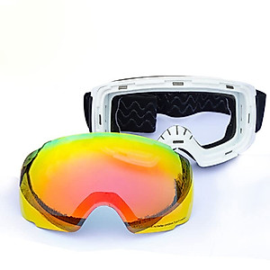 Sxdthy Ski Goggles, Snow Goggles with Thickened Sponge Pad & Adjustable Elastic Band for Men Women Adult (Color : Red)