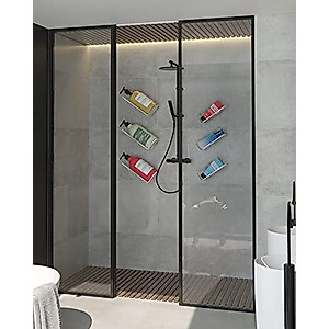 Sumille Acrylic Shower Caddy, 6 Pieces of Adhesive Shower Shelf, Accommodates Large Sizes, Wall Mounted Shower Organizer Rack, Easy Installation Bathroom Organizer for Bathroom, Shower and Washstand
