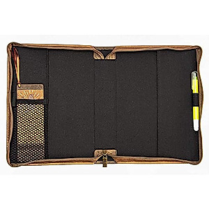 OBIE BLUE Faux Leather Bible Cover- Bundle w/Bookmark and Gel Highlighter. John 14:16, for Men and Woman (Large)