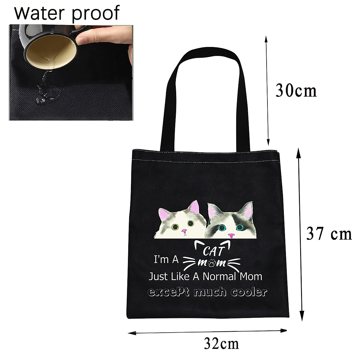 Cat Mom Gifts Cat Mom Tote Bag for Women Funny Cat Lovers Gifts for Cat Owner Cat Lady Gifts Reusable Shopping Shoulder Bag (Cat Mom Tote Bag)
