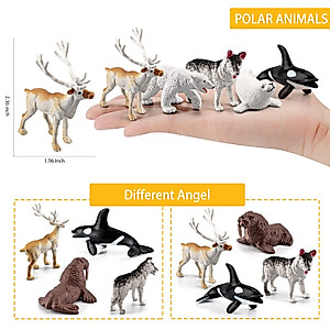 iqipets Arctic Animal Model Sets 7 PCS Mini Polar Bear Killer Whale Reindeer Seal Figurines for Kids Toys Christmas Birthday Gifts