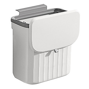 JONbinbkl Wall Mounted Trash Can Bin with Lid Waste Bin 8.5/12L Kitchen Hanging Trash Bin Garbage Recycle Dustbin Rubbish Bins, White, large