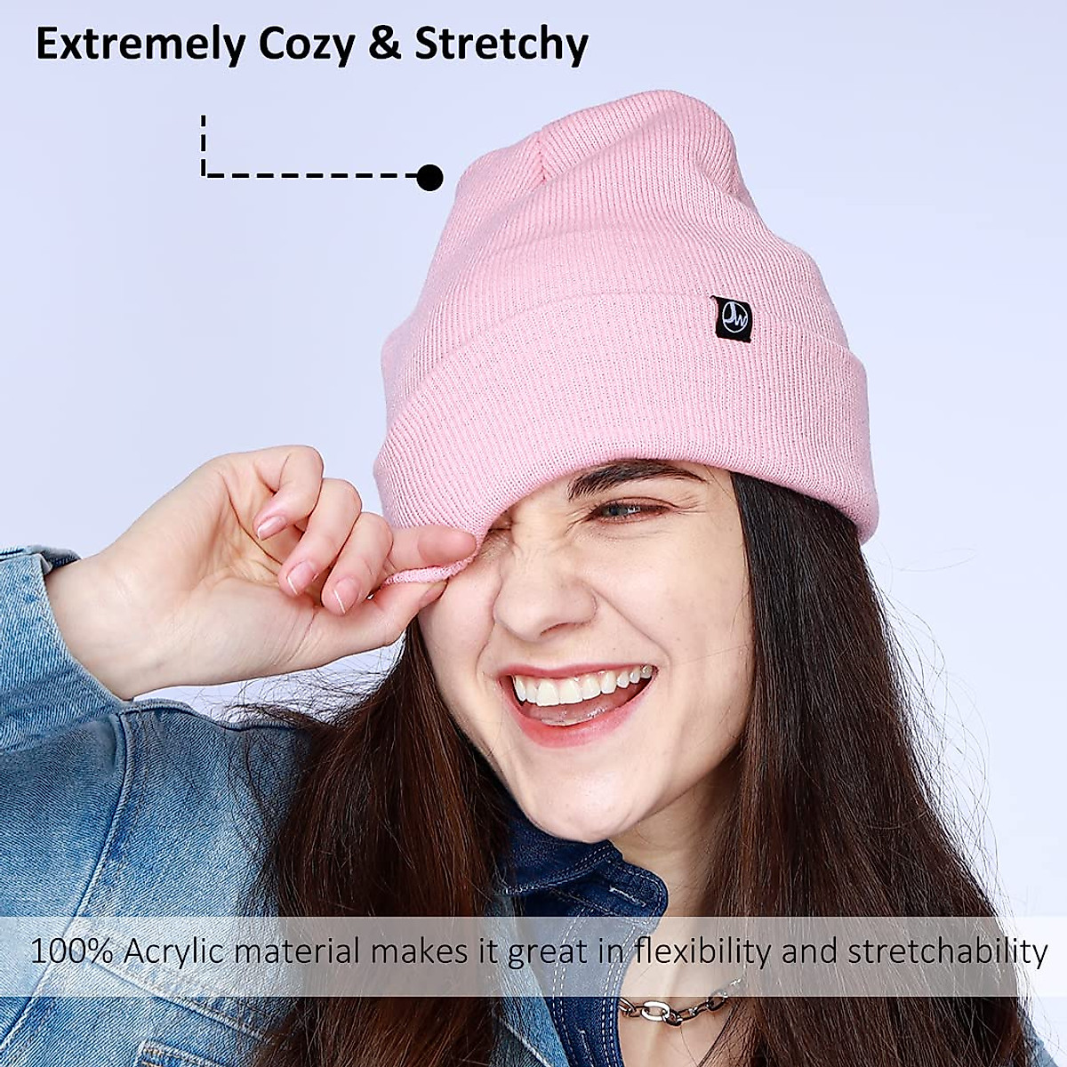 Joywant Knit Beanie Hats for Men Slouchy Acrylic Guys Women Winter Hat Skull Caps All Season Cuffed Unisex Beanies (Pink)