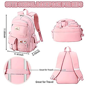 SCIONE School Backpacks for Girls - 15.6 Inch Large Pink Laptop Backpacks Anti Theft Primary Middle College Bookbags for Teens Girls Women Students
