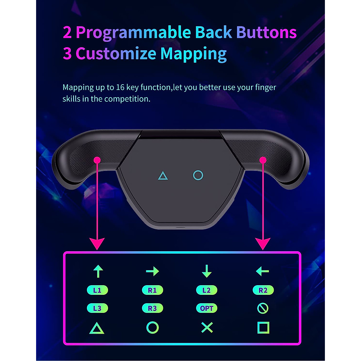 AOJAKI Paddles for PS4 Controller, Back Button Attachment with LED Display, Memory Function, Audio Jack, Customizable Settings