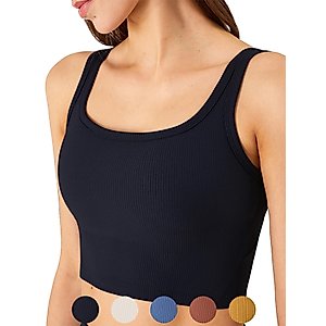 Chilylori Women's Seamless Sports Bra Workout Crop Top Tank Tops for Women Long Lined Sports Bra Ribbed Crop Top Fitness Bra Top Workout Tops for Women Sports Bra Black XXL
