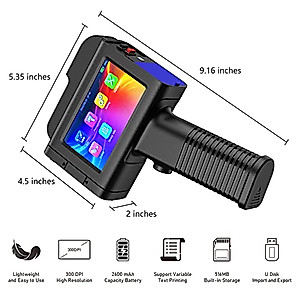 UPRINTJET Handheld Inkjet Printer B35 Print Height 0.098-1" Handheld Printer for Variable Data QRCode Barcode Logo Date Number Label Inkjet Printer with Solvent Quick Dry Ink for Almost Any Surfaces