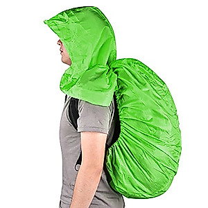 SUNGOOYUE Waterproof Camping Climbing Bag Cover, Polyester Outdoor Ultralight Backpack Cover with Hooded(Green)