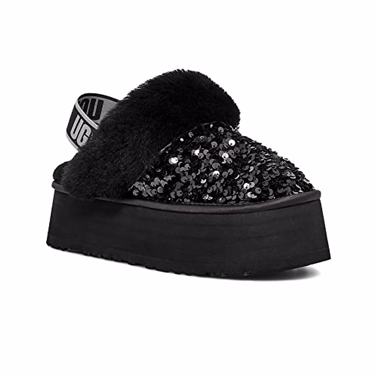 UGG Women's FUNKETTE Chunky Sequin Slipper, Black, 12