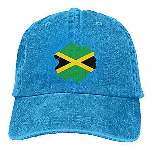 UDTXMPE Jamaica-of Jamaican Flag Hat Washed Denimm Baseball Cap Adjustable Blue Dad,Trucker Hats Gift for Men Women
