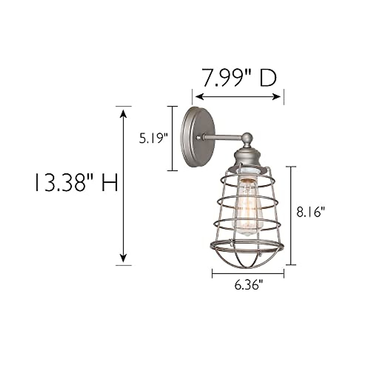 Design House 519702 Ajax 1 Light Wall Light, Galvanized Steel Finish