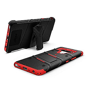 ZIZO Bolt Series for LG Stylo 6 Case with Screen Protector Kickstand Holster Lanyard - Black & Red