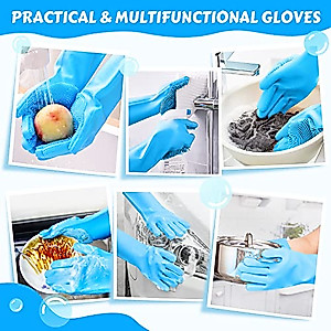 pecute Pet Grooming Gloves, Heat Resistant Cat Bathing Gloves with High-Density Teeth, Silicone Dog Bathing Gloves with Enhanced Five Finger Design, Bathing and Massaging for Dogs and Cats Blue