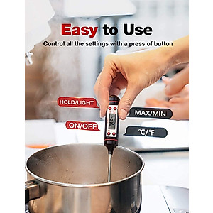 Elly Digital Kitchen Thermometer, Digital Meat Thermometer with LCD Display, Stainless Steel Skewer for Food, Long for Milk, Roast Meat, BBQ