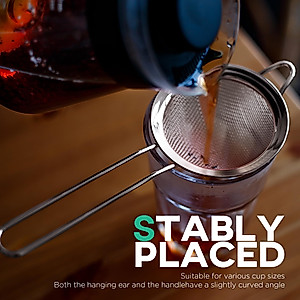 Fine Mesh Sieve Strainer Stainless Steel Cocktail Strainer Food Strainers Tea Strainer Coffee Strainer with Long Handle for Double Straining Utensil 3.3 inch by Homestia