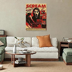 JLHATLSQ Halloween Paint by Numbers Kits for Adults, Horror DIY Paint by Numbers for Beginner, Scream Paint by Number for Gift and Home Decor 16X20 Inch