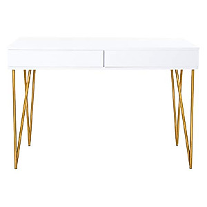 Safavieh Home Office Pine Modern White and Gold 2-drawer Desk