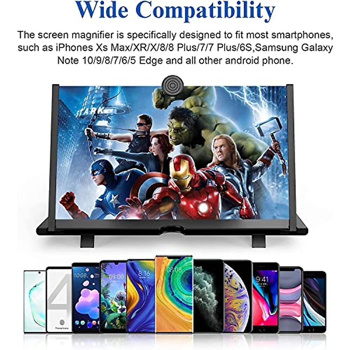 18" Screen Magnifier for Cell Phone – 3D HD Magnifing Screen Enlarger Projector for Movies Videos and Gaming – Foldable Phone Stand Holder with Screen Amplifier–Supports All Smartphones (Black-18inch)