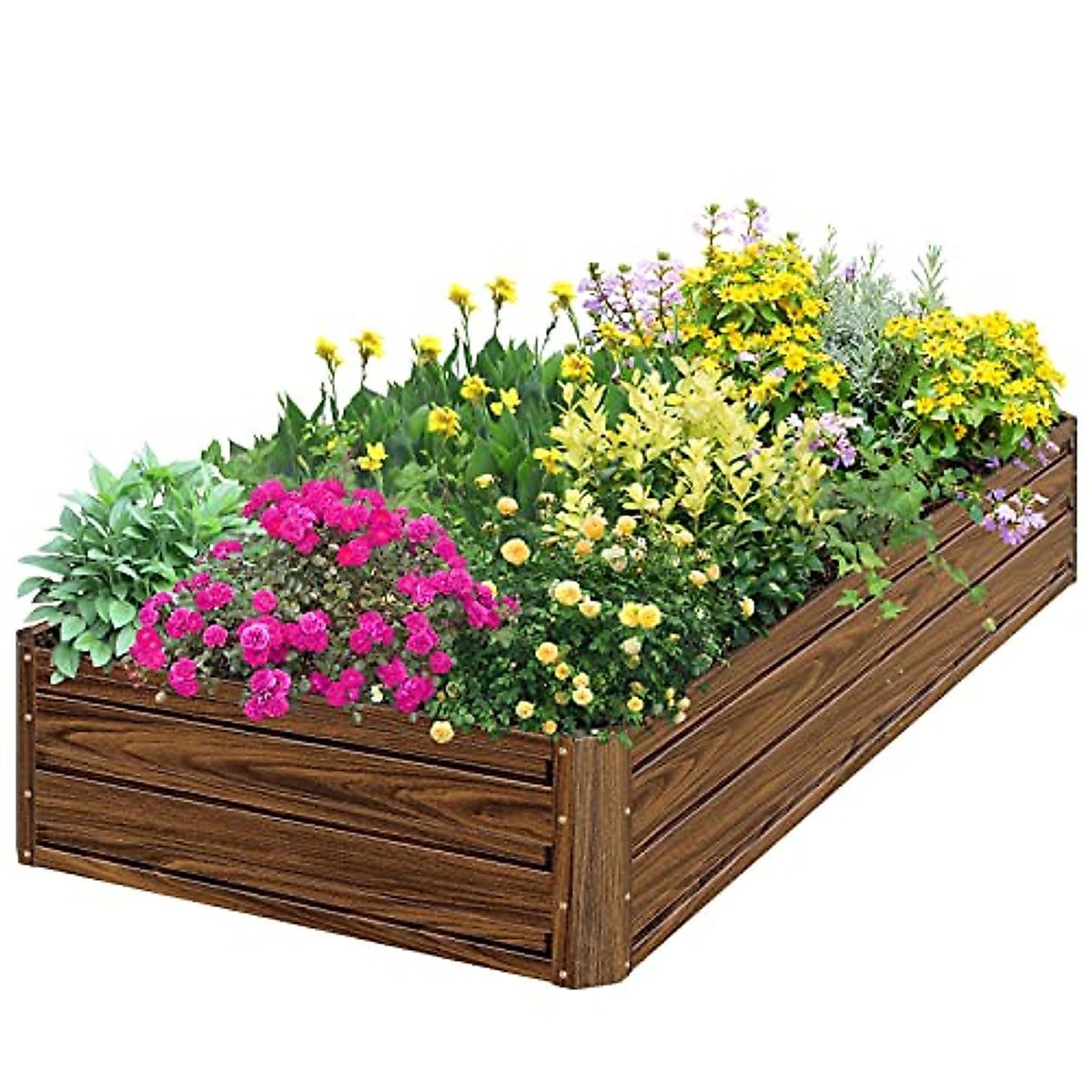 SnugNiture Galvanized Raised Garden Bed 6x3x1FT Outdoor Large Metal Planter Box Steel Kit for Vegetables, Flowers, Herbs, and Succulents