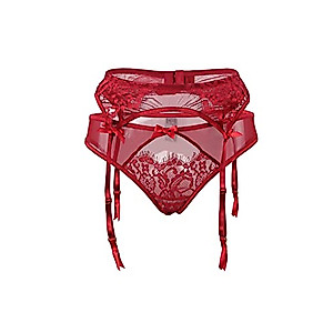 ohmydear Women Lace Garter Belts Plus Size High Waisted Suspender Belt with 4 Metal Clips for Thigh High Stockings