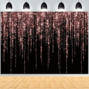ASOONYUM 84"x60" Rose Gold Glitter Backdrop Golden Black Pink Birthday Party Background for Photography Women GIirl Sweet 16th 18th 40th Baby Shower Happy Birthday Banner Kids Portraits Photo Props