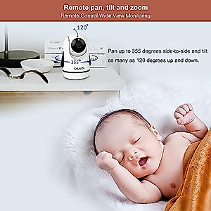 OKAIDI Video Baby Monitor with Camera and Audio, 5" Display Baby Monitor No WiFi, 30H Battery and 1000ft Range Baby Monitor, Remote Pan-Tilt-Zoom Baby Camera, Night Vision, 2-Way Talk, VOX,Temperature