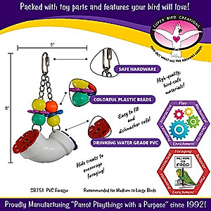 Super Bird Creations SB751 PVC Forager Bird Toy, Medium/Large Bird Size, 3” x 5” x 8”
