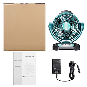 DTEZTECH Cordless Fan Powered by Makita 18V LXT Lithium-ion Battery/DC Cord, Floor Fan Battery Operated, 8-1/2" Fan for Camping, Gym, Garage, Travel, Office, Bedroom