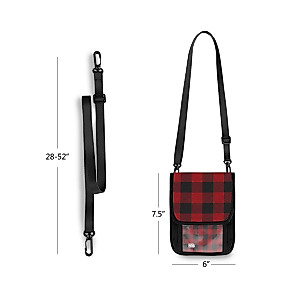 ALAZA Red Black Buffalo Lattice Plaid Small Crossbody Wallet Purse Cell Phone Bag Rfid Passport Holder with Credit Card Slots