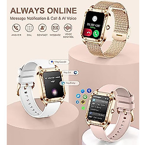 Iaret Smart Watch for Women (Call Receive Dial), Smart Watches for Android iOS Phones Smartwatch with AI Voice Control Heart Rate Sleep Monitor Pedometer Waterproof Activity Tracker