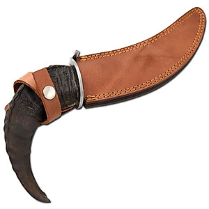 Old Ram Handmade Collection Stainless Steel Hunting Hunting Knife RAM Horn Handle With Leather Sheath