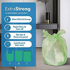 110 Counts Aklyaiap Small Trash Bags Biodegradable, Extra Thick & Strong 4 Gallon Trash Bag Green, Unscented Small Garbage Bags, Easy Tearing Waste Basket Liners for Kitchen, Bathroom, Bedroom, Office