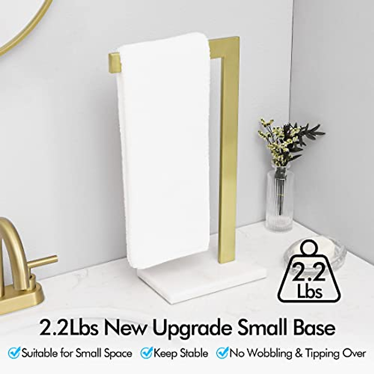 KES Towel Rack Countertop & Toilet Paper Holder Stand, SUS 304 Stainless Steel Brushed Brass, BTH220L19W12-BZ+BPH285S1-BZ