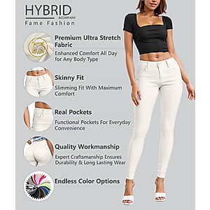 Hybrid & Company Womens Hyper Ultra Stretch Comfy Skinny Leg Work Casual Pants P44876SK Off White M