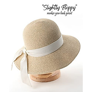 FURTALK Womens Beach Sun Straw Hat UV UPF50 Travel Foldable Brim Summer UV Hat