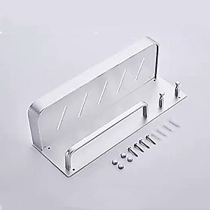 IRDFWH Bathroom Shelves Silver Aluminum Wall Mounted Black Kitchen Towel Rack Cup Holder Storage Racks Shampoo Holder Hardware (Color : Silver.)