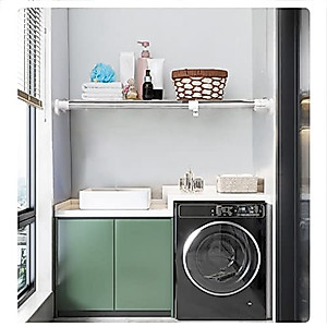 DAHOOMII Adjustable Closet Shelf Divider Tension Rod Expandable Clothes Storage Hanger Coat Rack DIY Stainless Steel Organizer Cabinets Separators Space Saver - Ivory