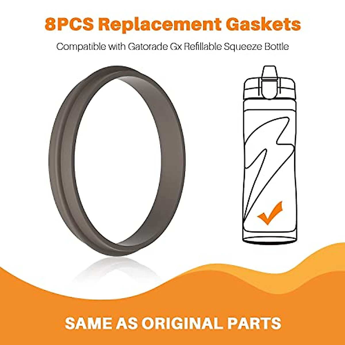 AmapleL 8 Pack Gasket for Gatorade Water Bottle Lid Replacement, Silicone Water Bottle Gasket Replacement Compatible with Gatorade GX Bottle Rubber Seal