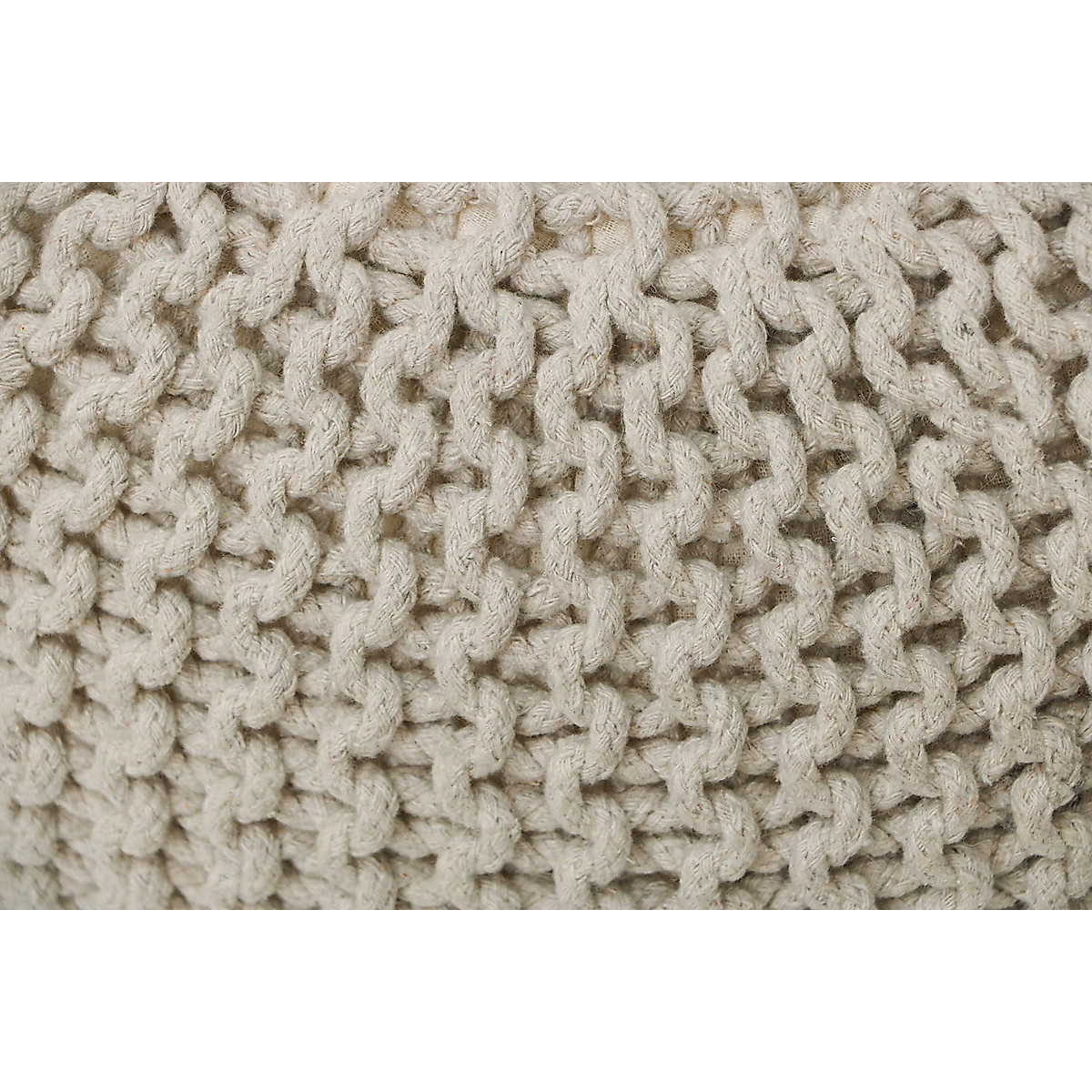 WOVEN ST. Hand-Knitted Cotton Pouf - 100% Cotton - Ottomans Footrest - Floor Chair - for Living Room, Bedroom, Kids Room - Small Furniture Indoor Pouf - 18’’ x 18’’ x 14’’ - Natural