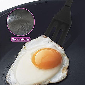 DLAND 2 Pcs Mini Spatula Serving Spatula Flexible Nonstick Silicone Heat-Resistant Cookie Spatula Slotted Spatula for Flip Egg in Small Frying Pan Cookie Batter Cookware Cooking Baking(Red and Black)