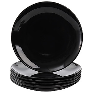Peohud 6 Pack Melamine Dinner Plates, 11 Inches Round Dinner Dishes, Flat Bottom Dinnerware Serving Dishes for Salad, Pasta, Break-resistant, Dishwasher Safe