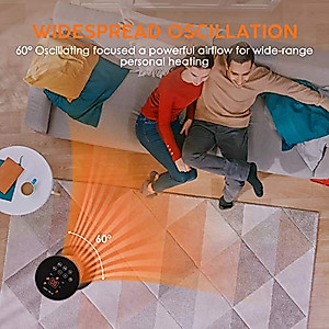 Electric Space Heater for Large Room - 36" Ceramic Tower Space Heater for Room Heating w/Thermostat, Fast Heating, 3D Realistic Flame, Oscillating, Remote Control, Ideal for Home/Livingroom