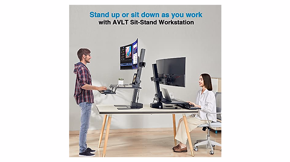 AVLT Electric Standing Desk Converter - Dual Monitor Lift