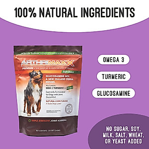 ArthriMAXX Dog Supplements for Joint Inflammation & Arthritis, Naturally Potent Dog Joint Care, Delicious Soft Chews with Turmeric, Omega 3, & Glucosamine for Dogs, Natural Liver Flavor, 120 Pc
