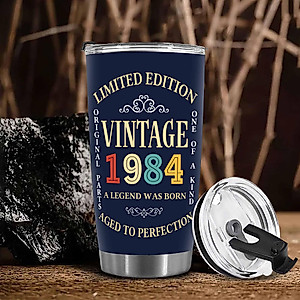 DEKIDOKA 40th Birthday Gifts For Men and Women, 1984 Stainless Steel Tumbler, 40th Birthday Gift Ideas, 40th Birthday, 40 Year Old Birthday Gifts for Mom Dad Family Birthday Valentine Christmas