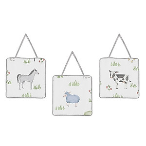 Sweet Jojo Designs Farm Animals Baby Boy or Girl Nursery Crib Bedding Set - 11 Pieces - Watercolor Farmhouse Lattice Horse Cow Sheep Pig