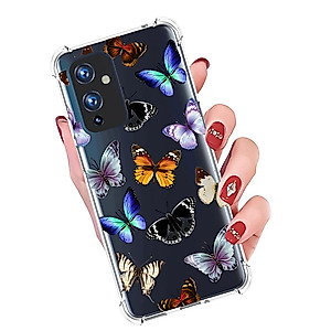 Yerebel Case for OnePlus 9 5G LE2110 Cute Case, Clear Flexible Bumper TPU Soft Rubber Silicone Cover Phone Case for OnePlus 9 (Butterfly)
