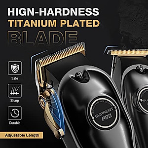 SUPRENT® Professional Hair Clippers for Men, Hair Cutting Kit & Zero Gap T-Blade Trimmer Combo, Cordless Barber Clipper Set with LED Display for Mens Gifts(Black)