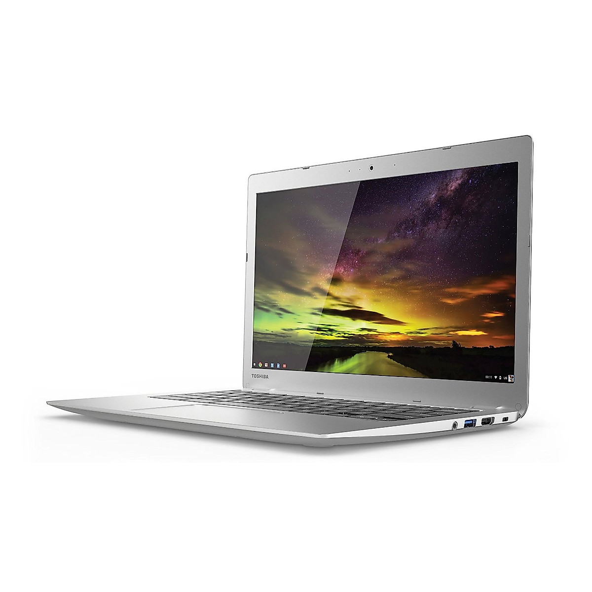 Toshiba CB35-B3340 13.3 Inch Chromebook (Intel Celeron, 4GB, 16GB SSD, Silver) Full HD-Screen
