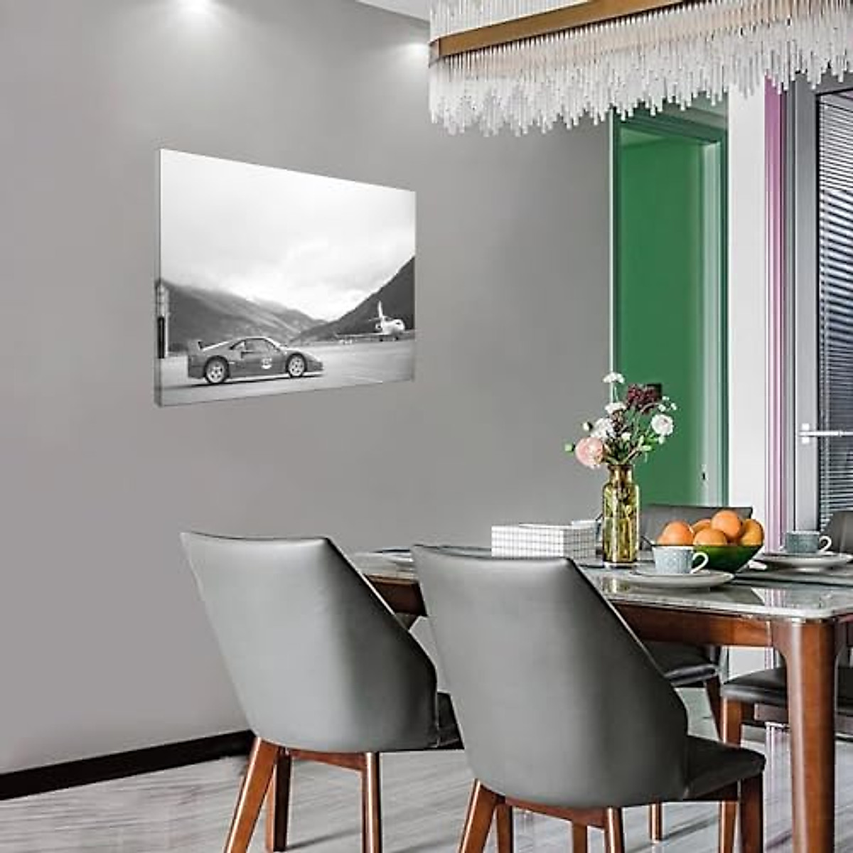 Car Poster Ferrari F40 Supercar Posters Racing Car Canvas Wall Art For Boy's Bedroom SuperCar Wall Decor Frame-style 24x16inch(60x40cm)